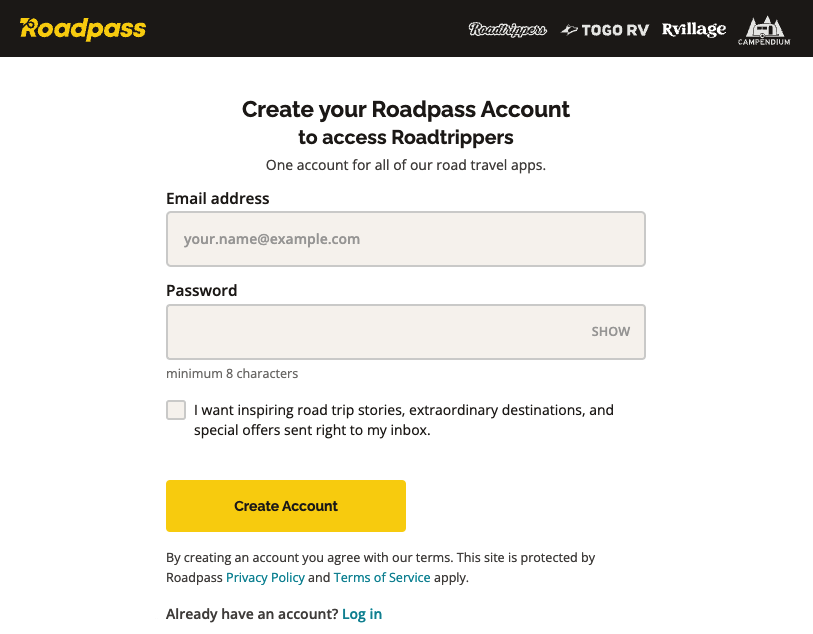 Create An Account – Roadtrippers Support
