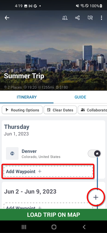 Adding Places to Trips – Roadtrippers Support