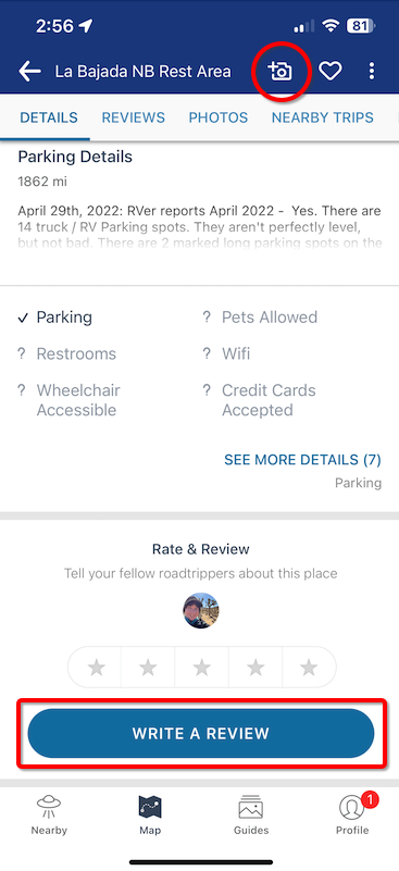 Overnight RV Parking – Roadtrippers Support