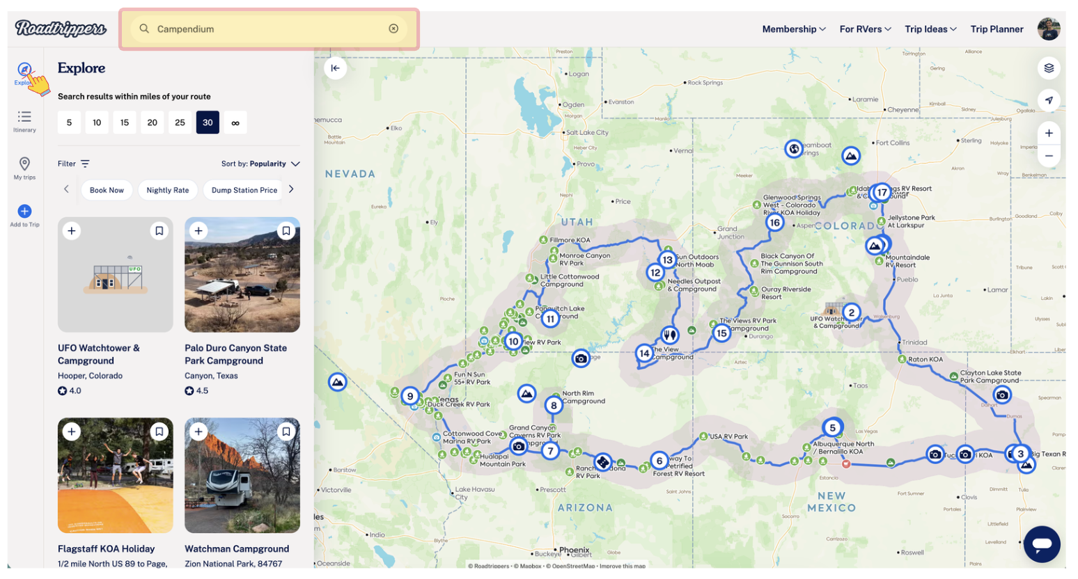 Find campgrounds, RV parks, dispersed camping on Roadtrippers ...